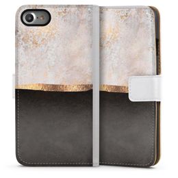 DeinDesign iPhone SE (2020) Handy Klapph&uuml;lle Handyh&uuml;lle aus Kunst Leder wei&szlig; Flip Case Abstract Black & White Trends Sideflip mit Lasche