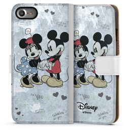 DeinDesign iPhone SE (2022) Handy Klapph&uuml;lle Handyh&uuml;lle aus Kunst Leder wei&szlig; Flip Case Vintage Disney Sideflip mit Lasche