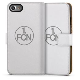 DeinDesign iPhone SE (2020) Handy Klapph&uuml;lle Handyh&uuml;lle aus Kunst Leder wei&szlig; Flip Case 1. Fc N&uuml;rnberg Transparent 1. Fcn Sideflip mit Lasche