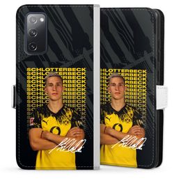 DeinDesign Galaxy S20 FE Handy Klapph&uuml;lle Handyh&uuml;lle aus Kunst Leder wei&szlig; Flip Case Nico Schlotterbeck Borussia Dortmund Bvb Sideflip mit Lasche