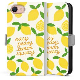 DeinDesign iPhone 16e Handy Klapph&uuml;lle Handyh&uuml;lle aus Kunst Leder wei&szlig; Flip Case Spruch Statement Lemon Sideflip mit Lasche