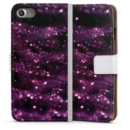 DeinDesign iPhone SE (2020) Handy Klapph&uuml;lle Handyh&uuml;lle aus Kunst Leder wei&szlig; Flip Case Muster Glitter Glitzer Sideflip mit Lasche