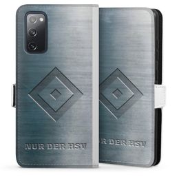 DeinDesign Galaxy S20 FE 5G Handy Klapph&uuml;lle Handyh&uuml;lle aus Kunst Leder wei&szlig; Flip Case Metallic Look Hsv Hamburger Sv Sideflip mit Lasche