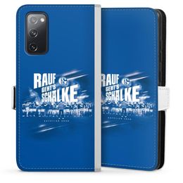 DeinDesign Galaxy S20 FE Handy Klapph&uuml;lle Handyh&uuml;lle aus Kunst Leder wei&szlig; Flip Case Official Licensed Product Ascent Fc Schalke 04 Sideflip mit Lasche