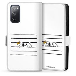 DeinDesign Galaxy S20 FE 5G Handy Klapph&uuml;lle Handyh&uuml;lle aus Kunst Leder wei&szlig; Flip Case Snoopy Dog Peanuts Sideflip mit Lasche