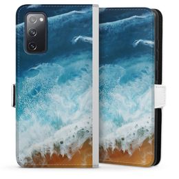 DeinDesign Galaxy S20 FE 5G Handy Klapph&uuml;lle Handyh&uuml;lle aus Kunst Leder wei&szlig; Flip Case Summer Water Beach Sideflip mit Lasche