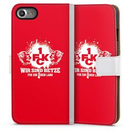 DeinDesign iPhone SE (2020) Handy Klapph&uuml;lle Handyh&uuml;lle aus Kunst Leder wei&szlig; Flip Case Spruch 1. Fc Kaiserslautern Official Licensed Product Sideflip mit Lasche