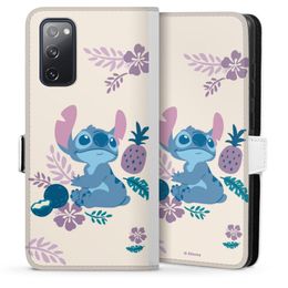 DeinDesign Galaxy S20 FE Handy Klapph&uuml;lle Handyh&uuml;lle aus Kunst Leder wei&szlig; Flip Case Official Licensed Product Flowers Lilo & Stitch Sideflip mit Lasche