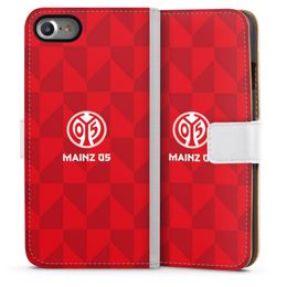 DeinDesign iPhone SE (2020) Handy Klapph&uuml;lle Handyh&uuml;lle aus Kunst Leder wei&szlig; Flip Case Official Licensed Product Merchandise Mainz 05 Sideflip mit Lasche