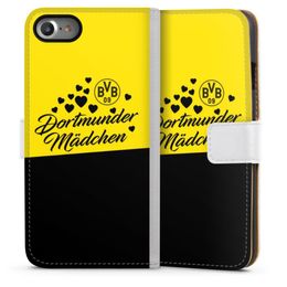 DeinDesign iPhone SE (2020) Handy Klapph&uuml;lle Handyh&uuml;lle aus Kunst Leder wei&szlig; Flip Case Dortmunder Girl Borussia Dortmund Bvb Sideflip mit Lasche