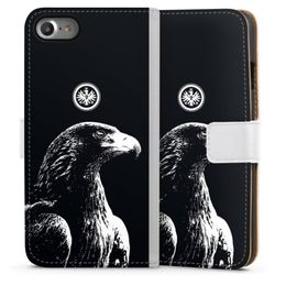 DeinDesign iPhone SE (2020) Handy Klapph&uuml;lle Handyh&uuml;lle aus Kunst Leder wei&szlig; Flip Case Official Licensed Product Eintracht Frankfurt Attila Sideflip mit Lasche