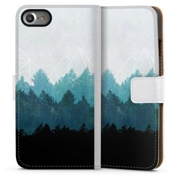DeinDesign iPhone SE (2020) Handy Klapph&uuml;lle Handyh&uuml;lle aus Kunst Leder wei&szlig; Flip Case Abstract Forrest Tree Sideflip mit Lasche