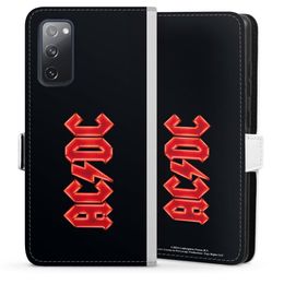 DeinDesign Galaxy S20 FE Handy Klapph&uuml;lle Handyh&uuml;lle aus Kunst Leder wei&szlig; Flip Case Official Licensed Product Acdc Logo Sideflip mit Lasche
