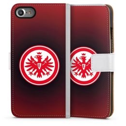 DeinDesign iPhone SE (2022) Handy Klapph&uuml;lle Handyh&uuml;lle aus Kunst Leder wei&szlig; Flip Case Coat Of Arms Eintracht Frankfurt Official Licensed Product Sideflip mit 