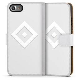 DeinDesign iPhone SE (2020) Handy Klapph&uuml;lle Handyh&uuml;lle aus Kunst Leder wei&szlig; Flip Case Coat Of Arms Hamburger Sv Hsv Sideflip mit Lasche