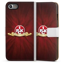 DeinDesign iPhone SE (2020) Handy Klapph&uuml;lle Handyh&uuml;lle aus Kunst Leder wei&szlig; Flip Case Logo Official Licensed Product 1. Fc Kaiserslautern Sideflip mit Lasche