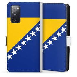 DeinDesign Galaxy S20 FE Handy Klapph&uuml;lle Handyh&uuml;lle aus Kunst Leder wei&szlig; Flip Case Flag Bosnia Sideflip mit Lasche