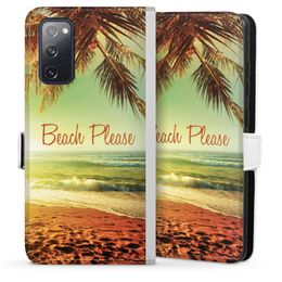 DeinDesign Galaxy S20 FE 5G Handy Klapph&uuml;lle Handyh&uuml;lle aus Kunst Leder wei&szlig; Flip Case Beach Palm Tree Urlaub Sideflip mit Lasche