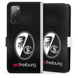 DeinDesign Galaxy S20 FE Handy Klapph&uuml;lle Handyh&uuml;lle aus Kunst Leder wei&szlig; Flip Case Scratch Sc Freiburg Official Licensed Product Sideflip mit Lasche