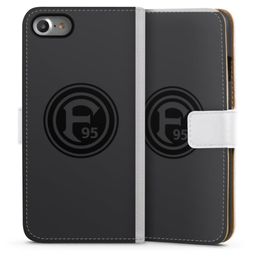 DeinDesign iPhone SE (2022) Handy Klapph&uuml;lle Handyh&uuml;lle aus Kunst Leder wei&szlig; Flip Case Logo F95 Fortuna D&uuml;sseldorf Sideflip mit Lasche