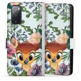 DeinDesign Galaxy S20 FE Handy Klapph&uuml;lle Handyh&uuml;lle aus Kunst Leder wei&szlig; Flip Case Disney Flowers Bambi Sideflip mit Lasche