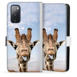 DeinDesign Galaxy S20 FE Handy Klapph&uuml;lle Handyh&uuml;lle aus Kunst Leder wei&szlig; Flip Case Giraffe Africa Photography Sideflip mit Lasche