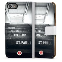DeinDesign iPhone SE (2020) Handy Klapph&uuml;lle Handyh&uuml;lle aus Kunst Leder wei&szlig; Flip Case Fc St. Pauli Official Licensed Product Merchandise Sideflip mit Lasche