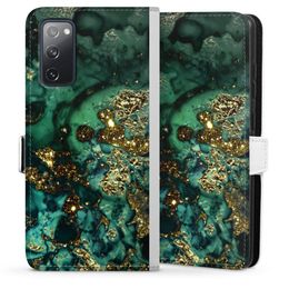DeinDesign Galaxy S20 FE Handy Klapph&uuml;lle Handyh&uuml;lle aus Kunst Leder wei&szlig; Flip Case Muster Glitzer Marble Sideflip mit Lasche