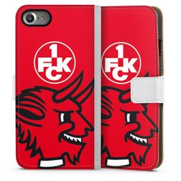 DeinDesign iPhone SE (2020) Handy Klapph&uuml;lle Handyh&uuml;lle aus Kunst Leder wei&szlig; Flip Case 1. Fck Devil 1. Fc Kaiserslautern Sideflip mit Lasche