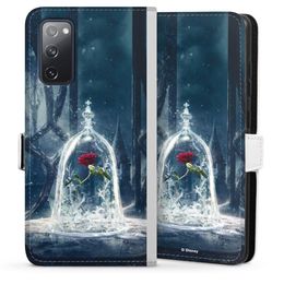 DeinDesign Galaxy S20 FE 5G Handy Klapph&uuml;lle Handyh&uuml;lle aus Kunst Leder wei&szlig; Flip Case Rose The Beauty And The Beast Disney Princess Sideflip mit Lasche