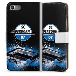 DeinDesign iPhone SE (2022) Handy Klapph&uuml;lle Handyh&uuml;lle aus Kunst Leder wei&szlig; Flip Case Stadium Sc Paderborn 07 Official Licensed Product Sideflip mit Lasche