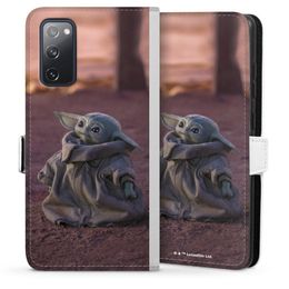 DeinDesign Galaxy S20 FE Handy Klapph&uuml;lle Handyh&uuml;lle aus Kunst Leder wei&szlig; Flip Case Baby Yoda Star Wars The Child Sideflip mit Lasche
