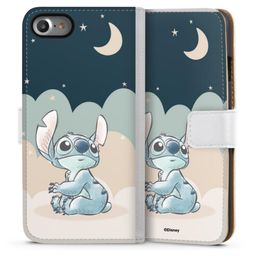 DeinDesign iPhone SE (2020) Handy Klapph&uuml;lle Handyh&uuml;lle aus Kunst Leder wei&szlig; Flip Case Lilo & Stitch Disney Moon Sideflip mit Lasche
