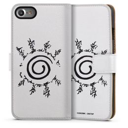 DeinDesign iPhone SE (2022) Handy Klapph&uuml;lle Handyh&uuml;lle aus Kunst Leder wei&szlig; Flip Case Siegel Uzumaki Naruto Shippuden Sideflip mit Lasche
