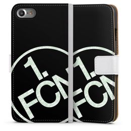 DeinDesign iPhone SE (2020) Handy Klapph&uuml;lle Handyh&uuml;lle aus Kunst Leder wei&szlig; Flip Case 1. Fc N&uuml;rnberg 1. Fcn Logo Sideflip mit Lasche