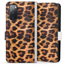 DeinDesign Galaxy S20 FE 5G Handy Klapph&uuml;lle Handyh&uuml;lle aus Kunst Leder wei&szlig; Flip Case Animal Print Leopard Fur Sideflip mit Lasche