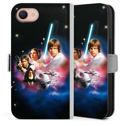 DeinDesign iPhone 17e Handy Klapph&uuml;lle Handyh&uuml;lle aus Kunst Leder wei&szlig; Flip Case Star Wars Lightsaber Merchandise Sideflip mit Lasche