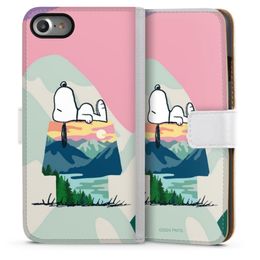 DeinDesign iPhone SE (2020) Handy Klapph&uuml;lle Handyh&uuml;lle aus Kunst Leder wei&szlig; Flip Case Snoopy Peanuts Official Licensed Product Sideflip mit Lasche