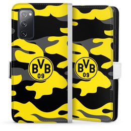 DeinDesign Galaxy S20 FE 5G Handy Klapph&uuml;lle Handyh&uuml;lle aus Kunst Leder wei&szlig; Flip Case Borussia Dortmund Merchandise Bvb Sideflip mit Lasche