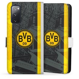 DeinDesign Galaxy S20 FE 5G Handy Klapph&uuml;lle Handyh&uuml;lle aus Kunst Leder wei&szlig; Flip Case Bvb Borussia Dortmund Stadium Sideflip mit Lasche