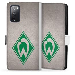 DeinDesign Galaxy S20 FE Handy Klapph&uuml;lle Handyh&uuml;lle aus Kunst Leder wei&szlig; Flip Case Official Licensed Product Sv Werder Bremen Concrete Sideflip mit Lasche