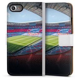 DeinDesign iPhone SE (2020) Handy Klapph&uuml;lle Handyh&uuml;lle aus Kunst Leder wei&szlig; Flip Case Fc Bayern M&uuml;nchen Stadium Fcb Sideflip mit Lasche