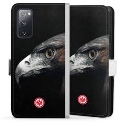 DeinDesign Galaxy S20 FE 5G Handy Klapph&uuml;lle Handyh&uuml;lle aus Kunst Leder wei&szlig; Flip Case European Cup Official Licensed Product Eintracht Frankfurt Sideflip mit 