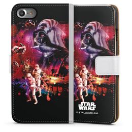 DeinDesign iPhone SE (2020) Handy Klapph&uuml;lle Handyh&uuml;lle aus Kunst Leder wei&szlig; Flip Case Merchandise Star Wars Darth Vader Sideflip mit Lasche