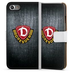 DeinDesign iPhone SE (2020) Handy Klapph&uuml;lle Handyh&uuml;lle aus Kunst Leder wei&szlig; Flip Case Sg Dynamo Dresden Official Licensed Product Sgd Sideflip mit Lasche