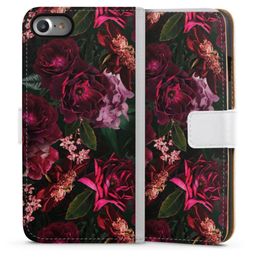 DeinDesign iPhone SE (2020) Handy Klapph&uuml;lle Handyh&uuml;lle aus Kunst Leder wei&szlig; Flip Case Blossom Flowers Rose Sideflip mit Lasche