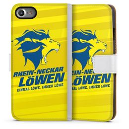 DeinDesign iPhone SE (2022) Handy Klapph&uuml;lle Handyh&uuml;lle aus Kunst Leder wei&szlig; Flip Case Rnl Official Licensed Product Rhein-Neckar-L&ouml;wen Sideflip mit Lasche