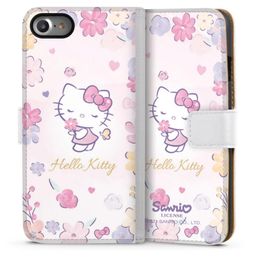 DeinDesign iPhone SE (2020) Handy Klapph&uuml;lle Handyh&uuml;lle aus Kunst Leder wei&szlig; Flip Case Merchandise Hello Kitty Water Colour Sideflip mit Lasche