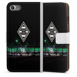 DeinDesign iPhone SE (2020) Handy Klapph&uuml;lle Handyh&uuml;lle aus Kunst Leder wei&szlig; Flip Case Borussia M&ouml;nchengladbach Stadium Official Licensed Product Sideflip mit 