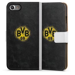 DeinDesign iPhone SE (2020) Handy Klapph&uuml;lle Handyh&uuml;lle aus Kunst Leder wei&szlig; Flip Case Borussia Dortmund Bvb Merchandise Sideflip mit Lasche